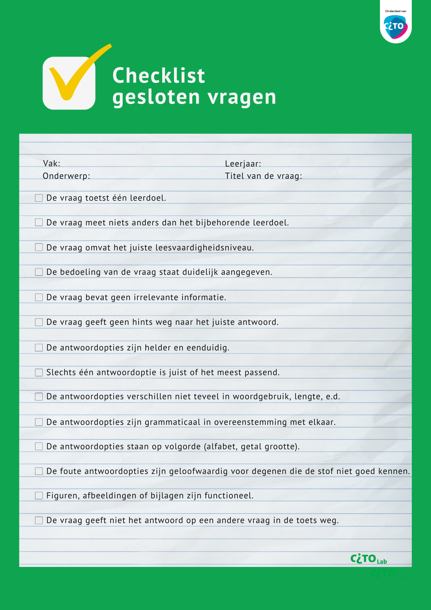 Een toets kiezen of maken | CitoLab